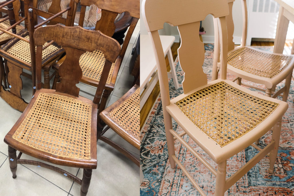 How to refinish old furniture without sanding {cane dining chairs ...